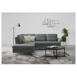 Ecksofa Inosign "Palm Beach L-Form" Sofas Gr. B/H/T: 259cm x 89cm x 224cm, Chenille-Optik, Ottomane links, mit Sitztiefenverstellung-ohne Bettfunktiom-ohne Stauraum-ohne Armteilverstellung, grau Federkern, mit Sitztiefenverstellung, wahlweise Bettfunktion