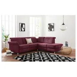 Sit & More Ecksofa SIT & MORE "Darwin L-Form" Sofas Gr. B/H/T: 249cm x 83cm x 221cm, Luxus-Microfaser Florence, Ottomane rechts, ohne Kopfteilverstellung-ohne Bettfunktion-ohne Stauraum, rot (bordeaux) inklusive Federkern, wahlweise mit Kopfteilverstellung, Bettfunktion