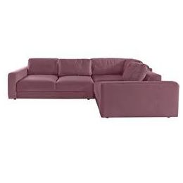 Ecksofa Places of Style "Bloomfield, L-Form" Sofas Gr. B/H/T: 304cm x 84cm x 224cm, Velours, langer Schenkel links, XXL mit Sitztiefenverstellung, rosa (altrosa) extra tiefe Sitzfläche, wahlweise mit Sitztiefenverstellung