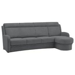 Ecksofa VILLA BECK "Varese L-Form" Sofas Gr. B/H/T: 256cm x 99cm x 83cm, Microfaser-Flock, Longchair rechts, ohne Bettkasten, grau (7 anthrazit) Kopfteilverstellung, wahlweise mit Sitzvorzug, in Sitzhöhe 46 cm