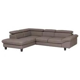 Ecksofa Home Affaire "Pilot L-Form" Sofas Gr. B/H/T: 266cm x 73cm x 108cm, Kunstleder SOFTLUX, Ottomane links, mit Kopfteilverstellung-ohne Bettfunktion-ohne Bettkasten, grau (elephant)