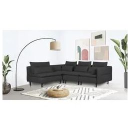 Ecksofa Andas "ALVIK L-Form" Sofas Gr. B/H/T: 262cm x 88cm x 172cm, Struktur fein, Ottomane links, Ottomane links, grau (anthrazit) zusammengesetzt aus Modulen, erweiterbar mit Modulen der Serie