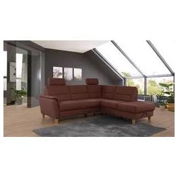 Ecksofa Home Affaire "Palmera L-Form" Sofas Gr. B/H/T: 236 cm x 89 cm x 212 cm, Struktur weich, Ottomane rechts, mit Bettfunktion-ohne Bettkasten, rosegold (kupfer) Federkern, wahlweise mit Bettfunktion und mitohne Stauraum