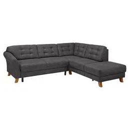 Ecksofa Home Affaire "Trondheim L-Form" Sofas Gr. B/H/T: 260cm x 89cm x 90cm, Luxus-Microfaser, Ottomane rechts, mit Bettfunktion-ohne Stauraum, grau (anthrazit) mit Federkern