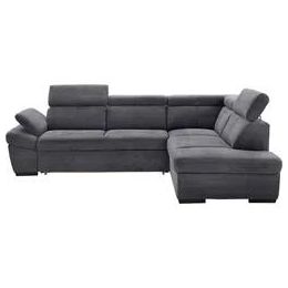 Ecksofa exxpo - SOFA FASHION "Salerno, klassisch modernes Funktionssofa, hoher Sitzkomfort, L-Form", grau (anthrazit), B:268cm H:77cm T:204cm, Sofas, inkl. Kopf- und Armteilverstellung, wahlweise mit Bettfunktion