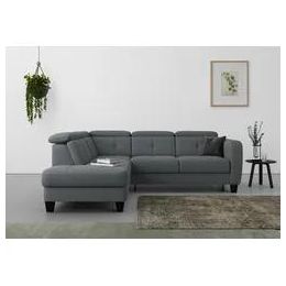 Sit & More Ecksofa SIT & MORE "Belluci L-Form", grau, B:249cm H:85cm T:195cm, Sofas, inklusive Federkern, wahlweise mit Bettfunktion und Bettkasten