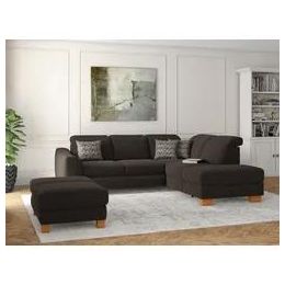 Sit & More Ecksofa SIT & MORE "Dundee L-Form" Sofas Gr. B/H/T: 263cm x 86cm x 219cm, Luxus-Microfaser Paris, Ottomane rechts, ohne Kopfteilverstellung-ohne Bettfunktion-ohne Stauraum, braun (espresso) mit Federkern und Massivholzfüßen, wahlweise Kopfteilverstellung