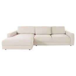 Ecksofa Places of Style "Bloomfield, L-Form" Sofas Gr. B/H/T: 303cm x 84cm x 176cm, Struktur, mega-Recamiere links, XXL mit Sitztiefenverstellung, beige extra tiefe Sitzfläche, wahlweise mit Sitztiefenverstellung