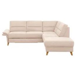 Ecksofa Home Affaire "Westerland L-Form" Sofas Gr. B/H/T: 238cm x 90cm x 213cm, Luxus-Microfaser ALTARA NUBUCK, Ottomane rechts, mit Bettfunktion, Stauraum und Armlehnfunktion, beige (creme) Federkern-Polsterung, wahlweise mit Bettfunktion, Bettkasten