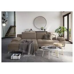 Sit & More Ecksofa SIT&MORE "Latigo L-Form" Sofas Gr. B/T: 290 cm x 163 cm, Flachgewebe, mega-Recamiere links, mit Bettfunktion-mit Bettkasten, braun (macchiato) mit Mega-Recamiere, wahlweise Bettfunktion und Bettkasten