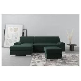 Ecksofa DOMO collection "Anzio L-Form" Sofas Gr. B/H/T: 271cm x 85cm x 160cm, Samtoptik, Recamiere links, Ohne Funktion-Mit Federkern, grün wahlweise mit Bettfunktion und Federkern