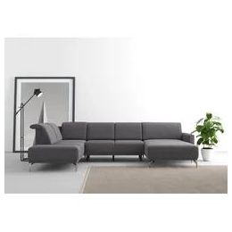 Sit & More Wohnlandschaft SIT & MORE "Bailando U-Form" Sofas Gr. B/H/T: 337cm x 84cm x 205cm, Chenille, Ottomane links, mit Kopfteilverstellung-mit Vorziehsitz motorisch, braun (espresso) wahlweise mit Kopfteilverstellung und Vorziehsitz, motorisch