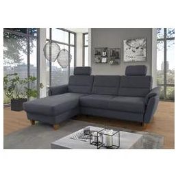 Ecksofa Home Affaire "Palmera L-Form", grau (anthrazit), B:244cm H:89cm T:163cm, 100% Polyester, Struktur (100% Polyester), Luxus-Microfaser in Lederoptik (100% Polyester), Sofas, Federkern, wahlweise mit Bettfunktion und mit/ohne Bettkasten