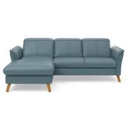 Sit & More Ecksofa SIT & MORE "Romero L-Form" Sofas Gr. B/H/T: 245cm x 91cm x 178cm, Luxus-Microfaser Lederoptik, Recamiere links, mit Federkern-mit Kopfteilverstellung-mit Bettfunktion-ohne Bettkasten-mit motorische Relaxfunktion, bunt (greyblue) wahlweise mit oder ohne Relax-Funktion, Bettfunktion, Bettkasten