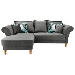 Ecksofa Home Affaire "Tassilo L-Form" Sofas Gr. B/H/T: 262cm x 95cm x 198cm, Velours, Recamiere links, REC-2, schwarz (asche)