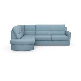 Sit & More Ecksofa SIT & MORE "Panini L-Form" Sofas Gr. B/H/T: 243cm x 87cm x 155cm, Struktur weich, Ottomane links, mit Vorziehsitz-mit Bettkasten, blau (hellblau) wahlweise mit Vorziehsitz und Bettkasten