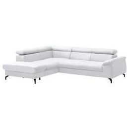 Ecksofa COTTA "Komaris L-Form" Sofas Gr. B/H/T: 249cm x 72cm x 207cm, Kunstleder, Ottomane links, mit Bettfunktion-mit Bettkasten-mit Kopfteilverstellung, weiß inklusive Kopfteilverstellung, wahlweise BettfunktionBettkasten