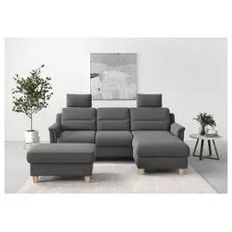 Sit & More Ecksofa SIT & MORE "Farö L-Form", grau, B:234cm H:90cm T:168cm, Sofas, inklusive Federkern, wahlweise mit Bettfunktion und Bettkasten