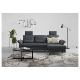 Ecksofa Inosign "Palm Beach L-Form", grau (dunkelgrau), B:275cm H:89cm T:175cm, 98%Polyester, 2%Polyamid, Sofas, Federkern, mit Sitztiefenverstellung, wahlweise mit Bettfunktion