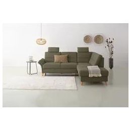 Ecksofa Home Affaire "Westerland L-Form" Sofas Gr. B/H/T: 238cm x 90cm x 213cm, Struktur, Ottomane rechts, mit Bettfunktion, Stauraum und Armlehnfunktion, grün (khaki) Federkern-Polsterung, wahlweise mit Bettfunktion, Bettkasten