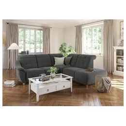 Ecksofa Home Affaire "Boston L-Form" Sofas Gr. B: 272cm, Struktur, Ottomane rechts, mit Kopfteilverstellung-mit 2 motorischer Relaxfunktionen im 2sitzigen Sofaelement, grau Kopfteilverstellung an jeder Sitzfläche, wahlweise Relaxfunktion