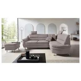 Ecksofa Places of Style "Cardoso L-Form" Sofas Gr. B/H/T: 250cm x 90cm x 175cm, Luxus-Microfaser Lederoptik, Ottomane rechts, ohne Funktion, grau Federkern, wahlweise mit Bett, Schubkasten