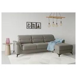 Sit & More Ecksofa SIT & MORE "Sinatra L-Form" Sofas Gr. B/H/T: 258cm x 85cm x 170cm, Luxus-Microfaser Euphoria, Recamiere rechts, Mit Kopfteilverstellung-Mit Armteilfunktion-Ohne Bettfunktion-Ohne Bettkasten, braun (schlamm) mit Recamiere, optional Kopfteilverstellung und Armteilfunktion