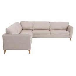 Ecksofa Home Affaire "MARSEILLE 278/278 cm, L-Form" Sofas Gr. B/H/T: 278cm x 88cm x 278cm, Struktur fein, gleichschenklig, beige gleichschenklig, aus Eiche-Massivholz Beinen, verschiedene Bezüge