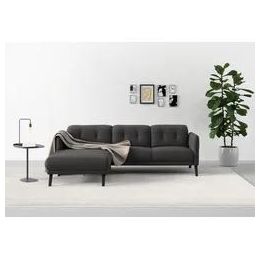 Sit & More Ecksofa SIT & MORE "Scandia L-Form" Sofas Gr. B/H/T: 269cm x 82cm x 183cm, Luxus-Microfaser Euphoria, Recamiere links, Mit Kopfteilverstellung-Mit Armteilfunktion-Mit schwarzen matten Metallfüßen, grau (fango) Wahlweise mit Kopfteilverstellung und Armteilfunktion