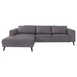 Ecksofa Inosign "Lumber Jack, L-Form" Sofas Gr. B/H/T: 280cm x 85cm x 167cm, Velours, Recamiere links, mit Schlaffunktion und Bettkasten, grau in moderner Optik