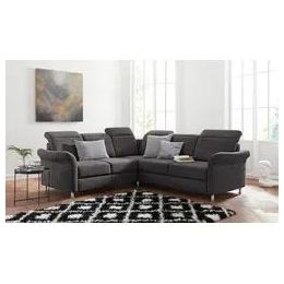 Sit & More Ecksofa SIT & MORE "Darwin L-Form", grau (fango), B:249cm T:229cm, Sofas, inklusive Federkern, wahlweise mit Kopfteilverstellung, Bettfunktion