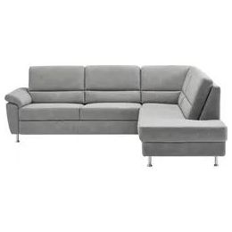 Ecksofa CALIZZA INTERIORS "Onyx L-Form" Sofas Gr. B/H/T: 257cm x 90cm x 196cm, Microfaser, Ottomane rechts, ohne Bettfunktion ohne Bettkasten, silberfarben (32 silber) Ottomane links oder rechts, wahlweise mit Bettfunktion, Breite 257 cm