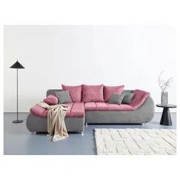 Ecksofa Inosign "Imola L-Form" Sofas Gr. B/H/T: 271cm x 90cm x 104cm, Microfaser-Struktur, Recamiere links, ohne Bettfunktion, lila (hellgrau, brombeer)