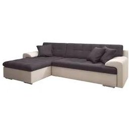 Ecksofa Trendmanufaktur "Rave II, L-Form" Sofas Gr. B/H/T: 245cm x 77cm x 154cm, Struktur fein, Recamiere links, ohne Bettfunktion, beige (creme, rosybraun) wahlweise mit Bettfunktion