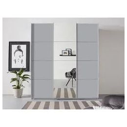 Schwebetürenschrank Rauch "Kleiderschrank Schrank Garderobe TOPSELLER OTELI inkl. Inneneinteilung" Schränke Gr. B/H/T: 203 cm x 229 cm x 62 cm, grau (seidengrau) mit 3 Innenschubladen sowie zusätzlichen Einlegeböden MADE IN GERMANY