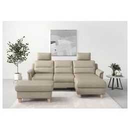 Sit & More Ecksofa SIT & MORE "Farö L-Form" Sofas Gr. B/H/T: 234cm x 90cm x 168cm, Microfaser, Recamiere rechts, mit Bettfunktion-mit Bettkasten, beige inklusive Federkern, wahlweise mit Bettfunktion und Bettkasten