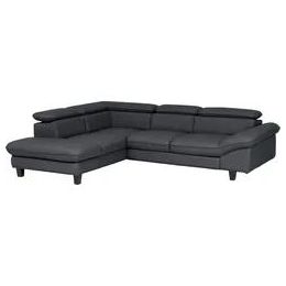 Ecksofa Home Affaire "Pilot L-Form" Sofas Gr. B/H/T: 266cm x 73cm x 108cm, NaturLEDER, Ottomane links, mit Kopfteilverstellung-ohne Bettfunktion-ohne Bettkasten, grau (fango)