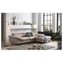 Ecksofa Home Affaire "Pilot L-Form" Sofas Gr. B/H/T: 268cm x 73cm x 108cm, Kunstleder SOFTLUX, Recamiere rechts, mit Kopfteilverstellung-ohne Bettfunktion-ohne Bettkasten, beige (sand) wahlweise mit Bettfunktion und Bettkasten