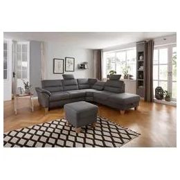 Ecksofa Home Affaire "Soleo L-Form" Sofas Gr. B/H/T: 262cm x 89cm x 235cm, Luxus-Microfaser ALTARA NUBUCK, Ottomane rechts, mit Relaxfunktion-mit Bettfunktion-mit Stauraum, grau (steel) komfortabel durch Trapezecke mit Relaxfunktion, auch Bettfunktion