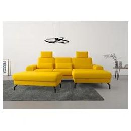 Sit & More Ecksofa SIT&MORE "Cinturo L-Form" Sofas Gr. B/H/T: 283 cm x 91 cm x 175 cm, Soft clean, mega-Recamiere rechts, inklusive Sitztiefenverstellung-inklusive Federkern, gelb (mustard) inklusive Sitztiefenverstellung und Federkern, Sitzhöhe 48 cm