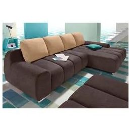 Ecksofa Inosign "Bono L-Form" Sofas Gr. B/H/T: 291cm x 90cm x 174cm, Luxus-Microfaser ALTARA NUBUCK, Recamiere rechts, ohne Bettfunktion, braun (dunkelbraun, caramel) wahlweise mit Bettfunktion