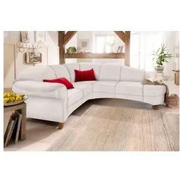 Ecksofa Home Affaire "Mayfair L-Form" Sofas Gr. B/H/T: 245cm x 90cm x 90cm, Struktur fein, Ottomane rechts, grau (grau, weiß) mit Federkern