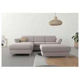 Sit & More Ecksofa SIT & MORE "Apulia L-Form" Sofas Gr. B/H/T: 250cm x 78cm x 185cm, Samtoptik, Recamiere links, mit Bettfunktion-mit Bettkasten-mit Armteilverstellung-mit Kopfteilverstellung, beige (sand) wahlweise Bettfunktion, Bettkasten und Kopf- Armteilverstellung