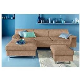 Ecksofa Inosign "Jamie, L-Form" Sofas Gr. B/H/T: 251cm x 72cm x 80cm, Microfaser PRIMABELLE, Recamiere links, mit Bettfunktion, braun (café) wahlweise mit Bettfunktion