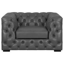 Guido Maria Kretschmer Home & Living Chesterfield-Sessel GUIDO MARIA KRETSCHMER HOME&LIVING "Kalina Sessel" Sessel Gr. NaturLEDER, B/H/T: 110 cm x 67 cm x 98 cm, grau (dunkelgrau) mit klassischer Chesterfield-Knopfheftung, sehr hochwertige Qualität