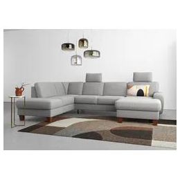 Wohnlandschaft Home Affaire "Vision U-Form" Sofas Gr. B/H/T: 315 cm x 90 cm x 215 cm, Luxus-Microfaser Euphoria, Ottomane links, mit Bettfunktion-mit Stauraum, grau wahlweise mit Bettfunktion und Stauraum, auch in Easy Care-Bezug