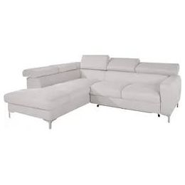 Ecksofa COTTA "Sammy L-Form" Sofas Gr. B/H/T: 242cm x 74cm x 207cm, Struktur, Ottomane links, mit Bettfunktion-mit Bettkasten-mit Kopfteilverstellung, grau (argent) inklusive Kopfteilverstellung, wahlweise mit Bettfunktion