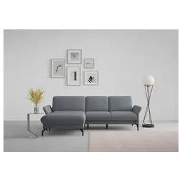 Sit & More Ecksofa SIT & MORE "Fashion L-Form" Sofas Gr. B/H/T: 253cm x 84cm x 165cm, Chenille, Recamiere links, mit Kopfteilverstellung-mit Vorziehsitz, motorisch-mit Metallfuesse schwarz matt, blau (blaugrau) wahlweise mit Kopfteilverstellung und Vorziehsitz, motorisch