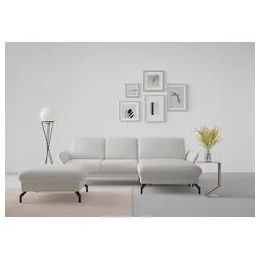 Sit & More Ecksofa SIT & MORE "Fashion L-Form" Sofas Gr. B/H/T: 253cm x 84cm x 165cm, Soft clean, Recamiere rechts, ohne Kopfteilverstellung-ohne Vorziehsitz-mit Metallfuesse schwarz matt, grau (hellgrau) wahlweise mit Kopfteilverstellung und Vorziehsitz, motorisch