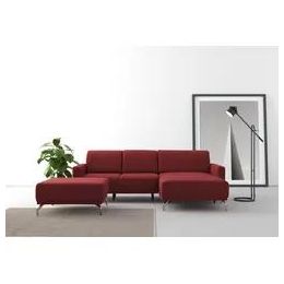 Sit & More Ecksofa SIT & MORE "Bailando L-Form" Sofas Gr. B/H/T: 251cm x 84cm x 163cm, Luxus-Microfaser ALTARA NUBUCK, Recamiere rechts, mit Kopfteilverstellung-mit Vorziehsitz motorisch, rot (bordeaux) wahlweise mit Kopfteilverstellung und Vorziehsitz, motorisch